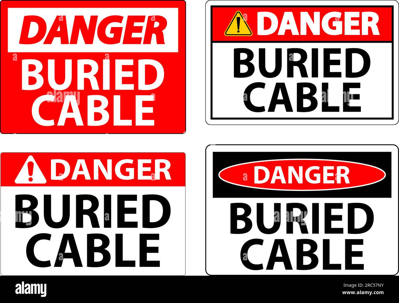 Danger Sign Buried Cable On White Background Stock Vector Image & Art ...