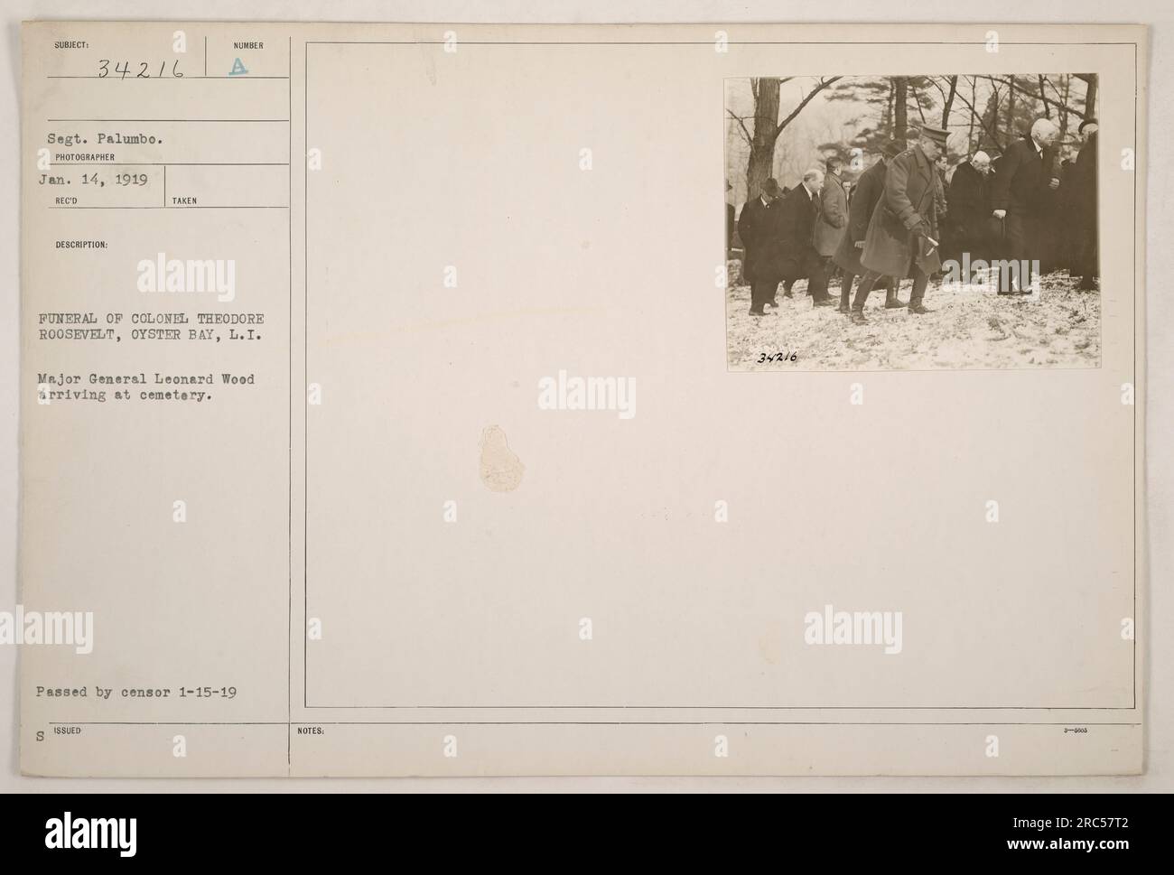 Major General Leonard Wood arriving at a cemetery in Oyster Bay, Long ...