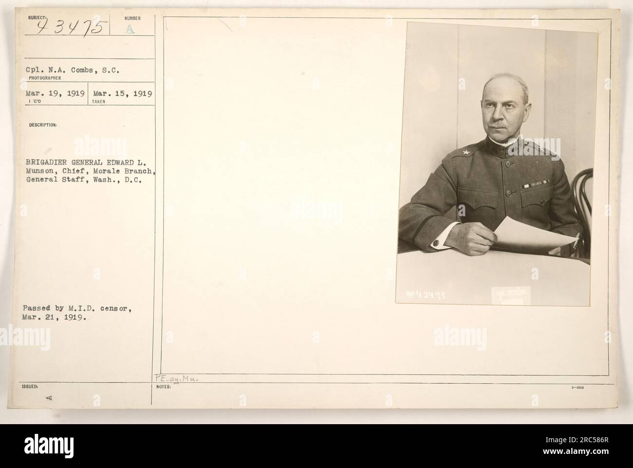 Sumber brigadier general edward l munson hi-res stock photography and ...