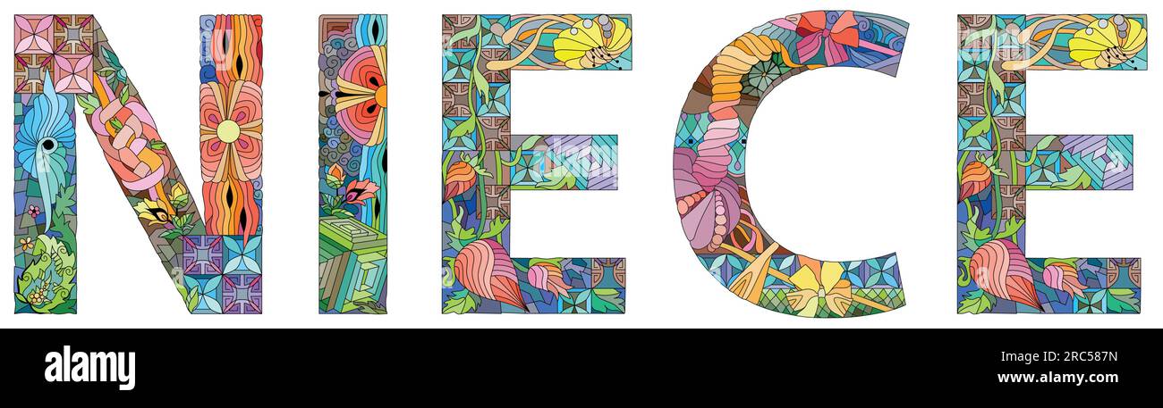 Hand-painted art design. Illustration word NIECE for t-shirt design ...