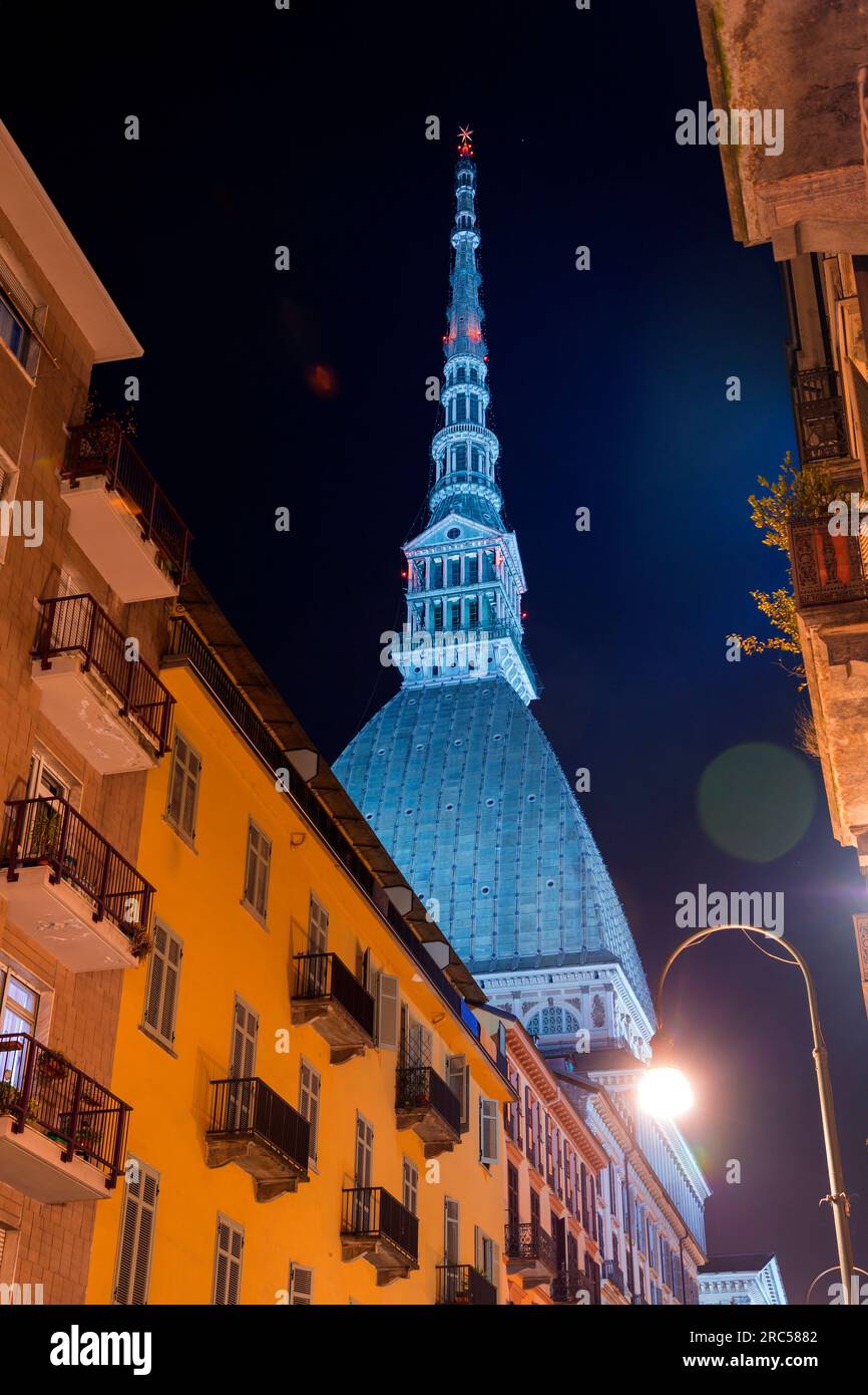 The Mole Antonelliana, a major landmark building in Turin, housing the ...