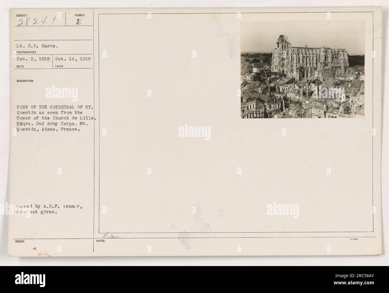 View of the Cathedral of St. Quentin in St. Quentin, Aisne, France as ...