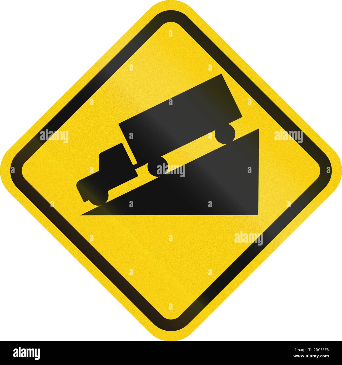 Colombian road warning sign: Hill/steep grade Stock Photo - Alamy