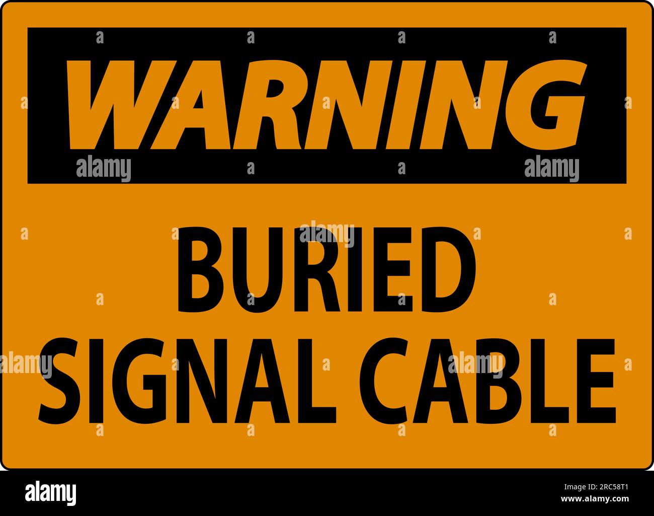 Warning Sign Buried Signal Cable On White Bacground Stock Vector Image ...