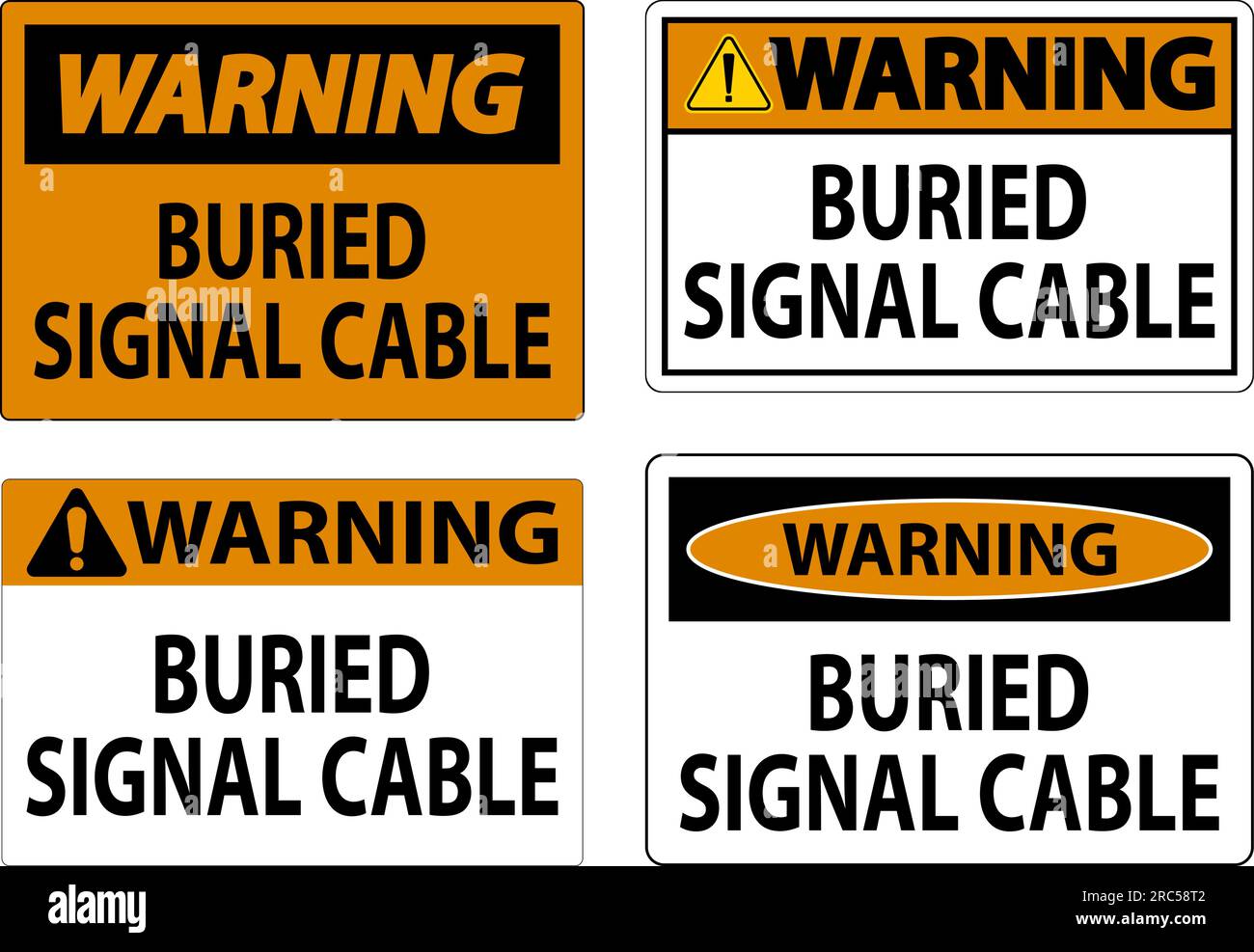 Warning Sign Buried Signal Cable On White Bacground Stock Vector Image ...