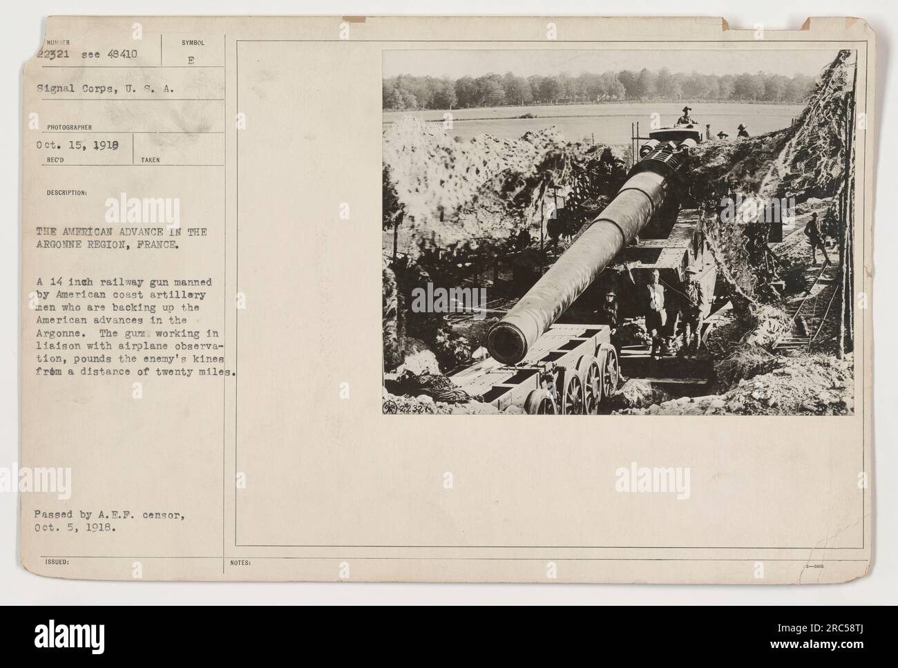 "American coast artillery men operate a 14 inch railway gun as part of ...