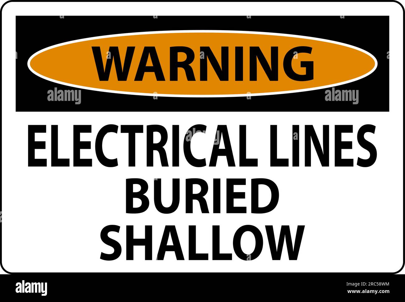 Warning Sign Electrical Lines, Buried Shallow On White Bacground Stock ...