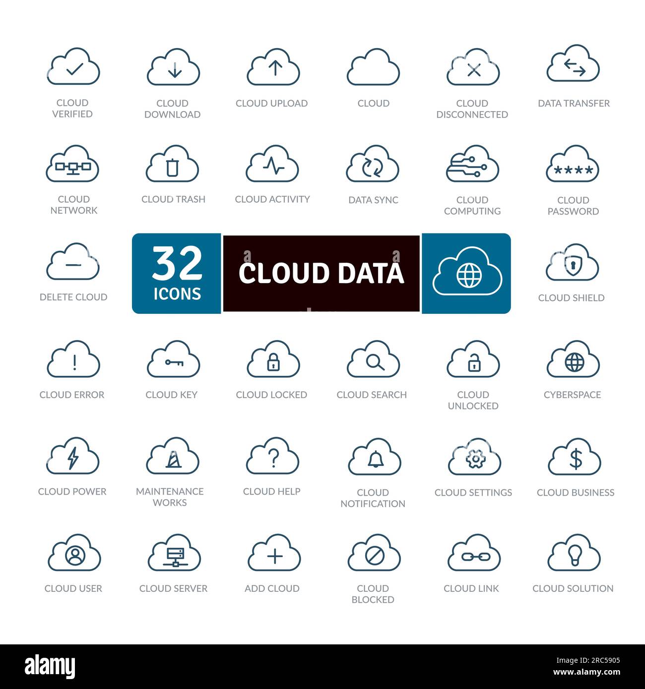 Data Cloud icons Pack. Thin line Collection Data Cloud Management Stock ... Data Cloud icons Pack. Thin line Collection Data Cloud Management Stock ...