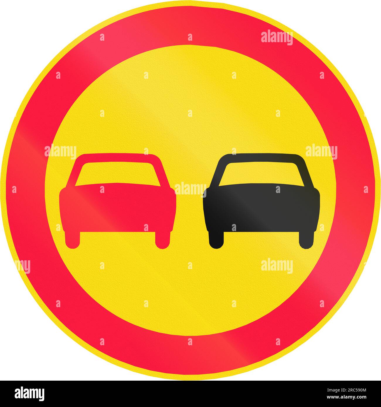 Road sign 351 in Finland - No overtaking Stock Photo - Alamy