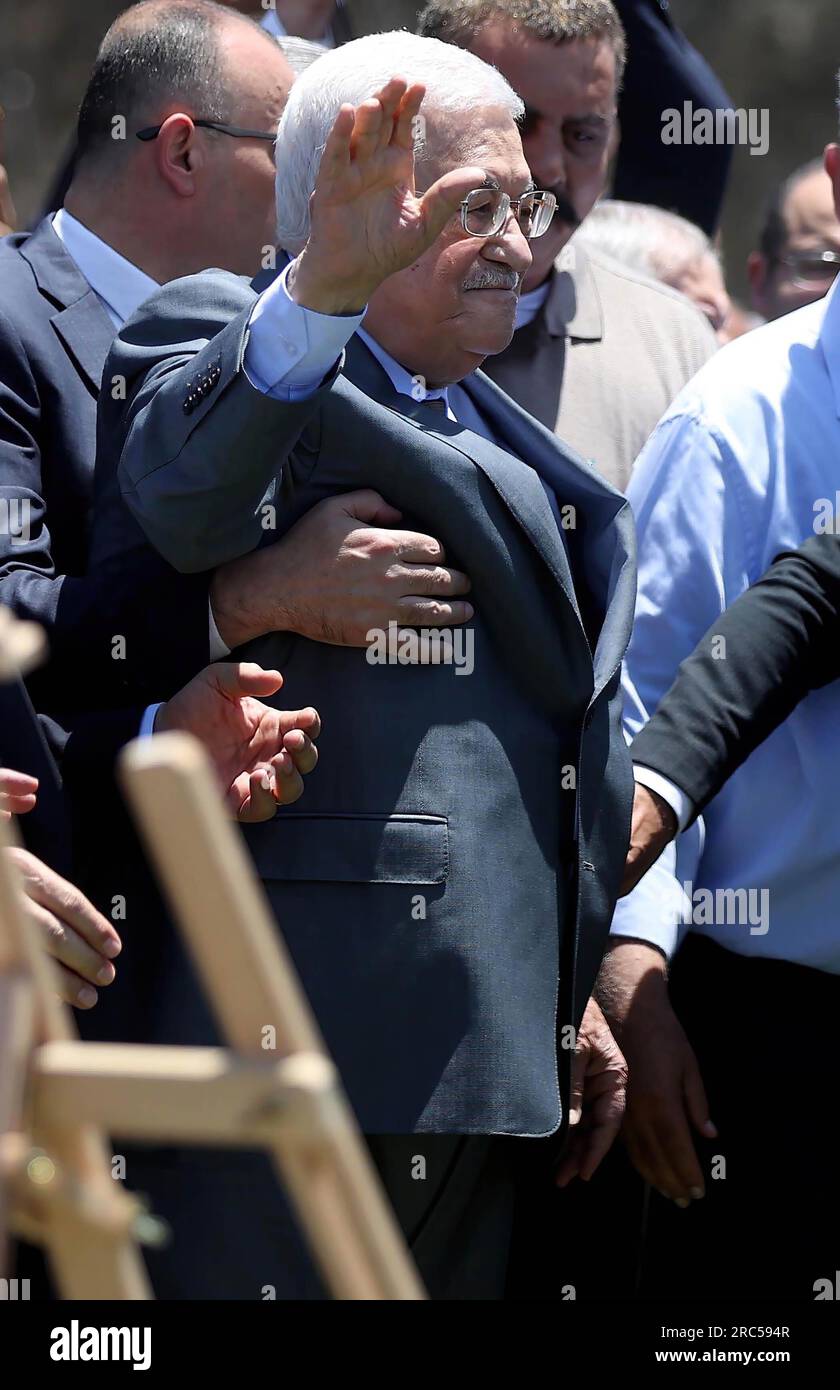 Jenin, Palestine. 12th July, 2023. Palestinian president Mahmud Abbas ...