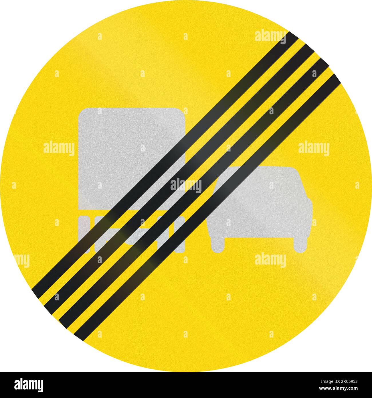 Road sign 354 in Finland - End overtaking by lorries prohition Stock ...
