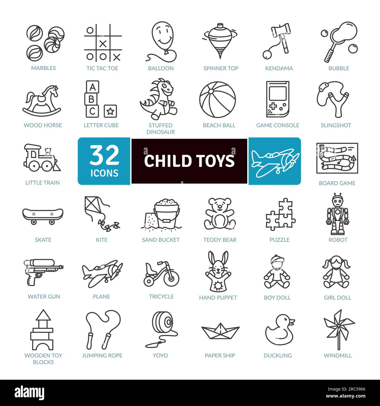 Child Toys Icons Pack. Thin line icons set. Simple vector icons Stock Vector Image & Art - Alamy