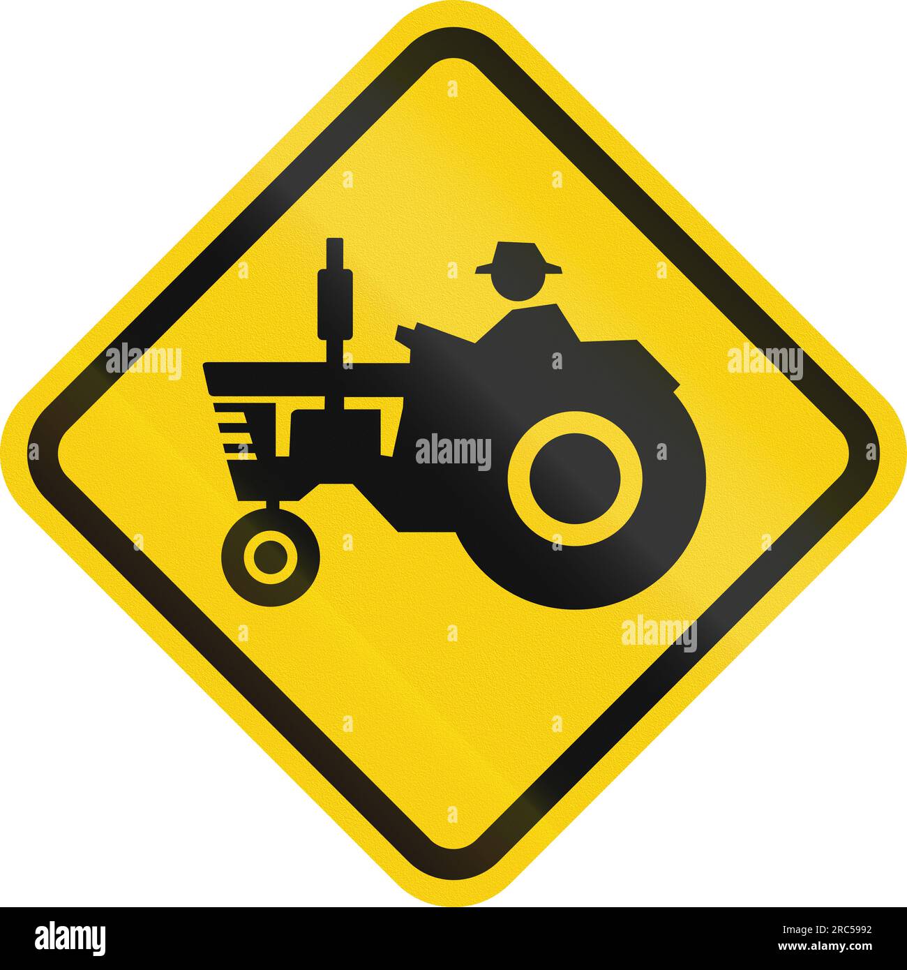 Colombian road warning sign: Tractor/farm vehicle crossing Stock Photo ...