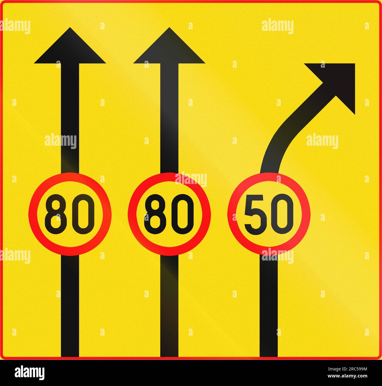 Road sign 365 In Finland - Speed limit by lane Stock Photo - Alamy