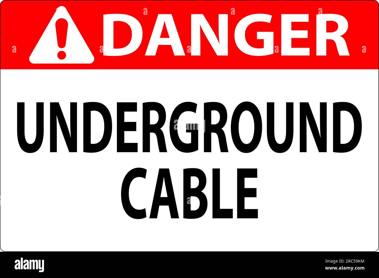 Danger Sign Underground Cable On White Bacground Stock Vector Image ...