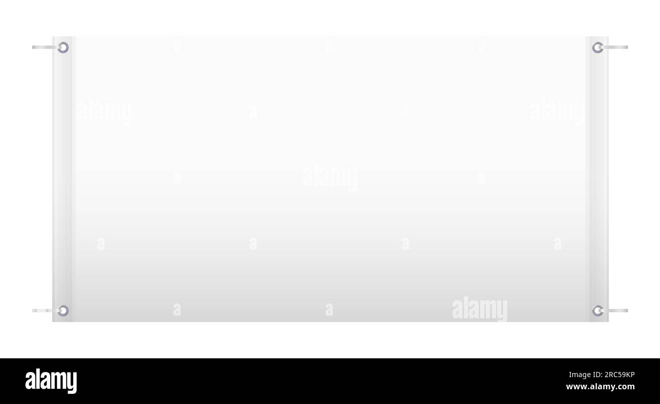 Empty banner template. White mock up textile banner. 3D realistic ...