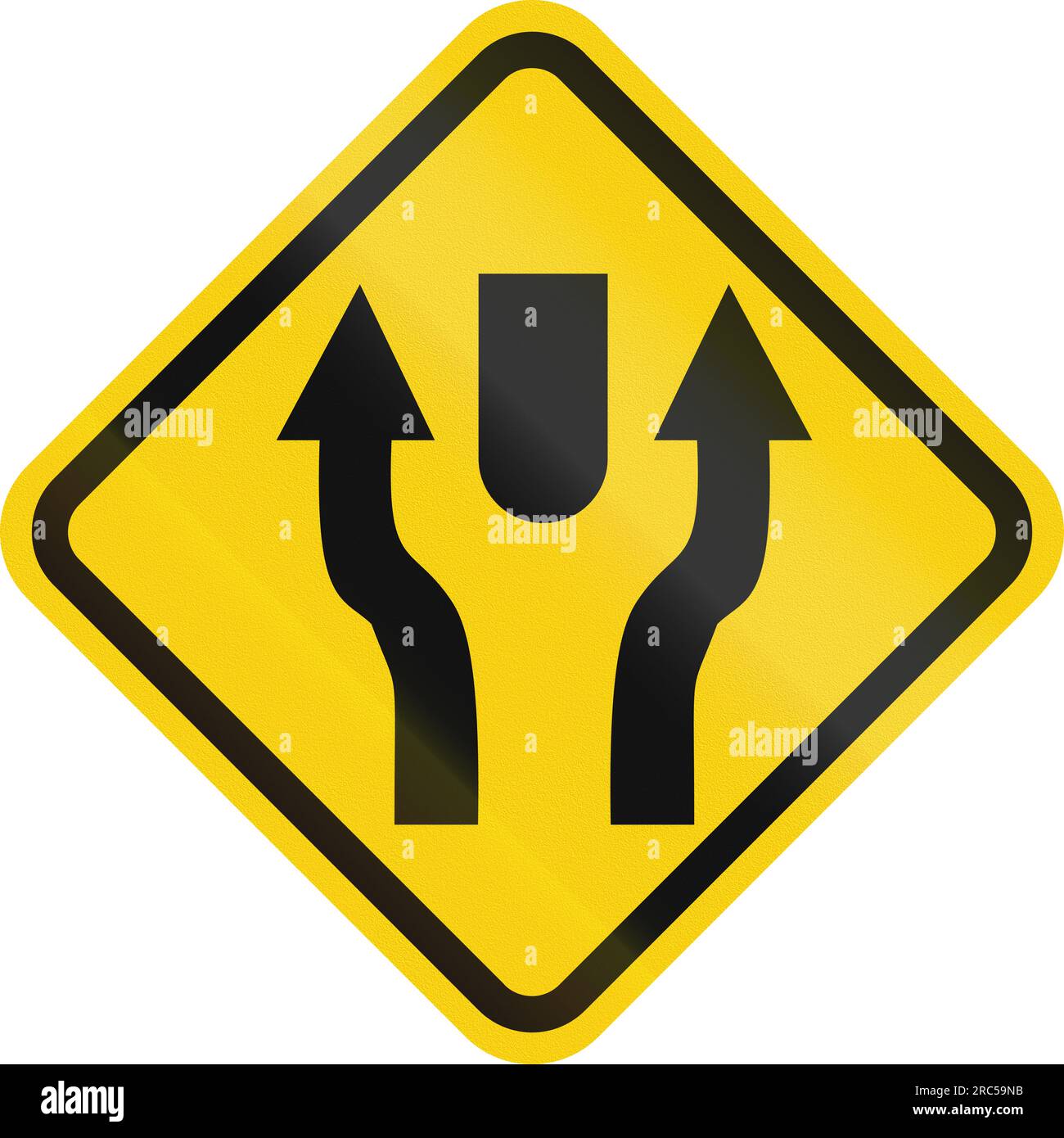 Colombian road warning sign: Central Reserve With One Way Traffic Stock ...