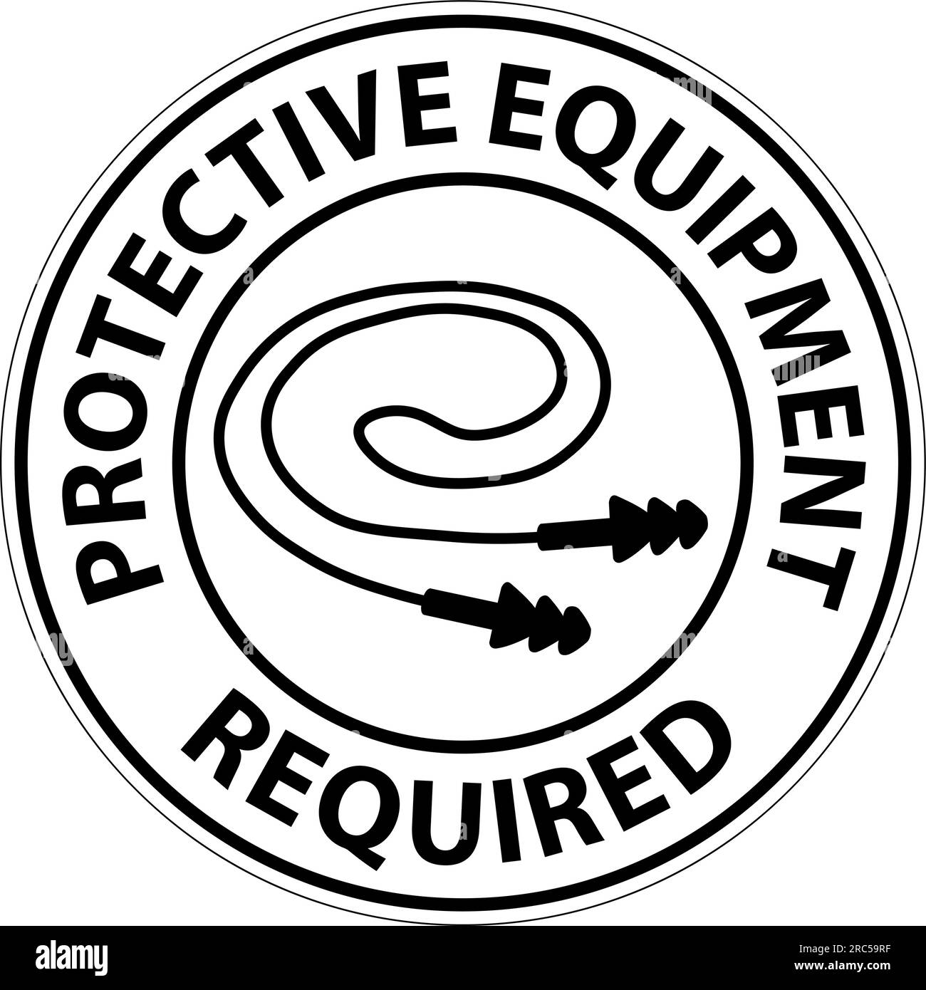 Warning and personal protective equipment ppe sign Black and White ...