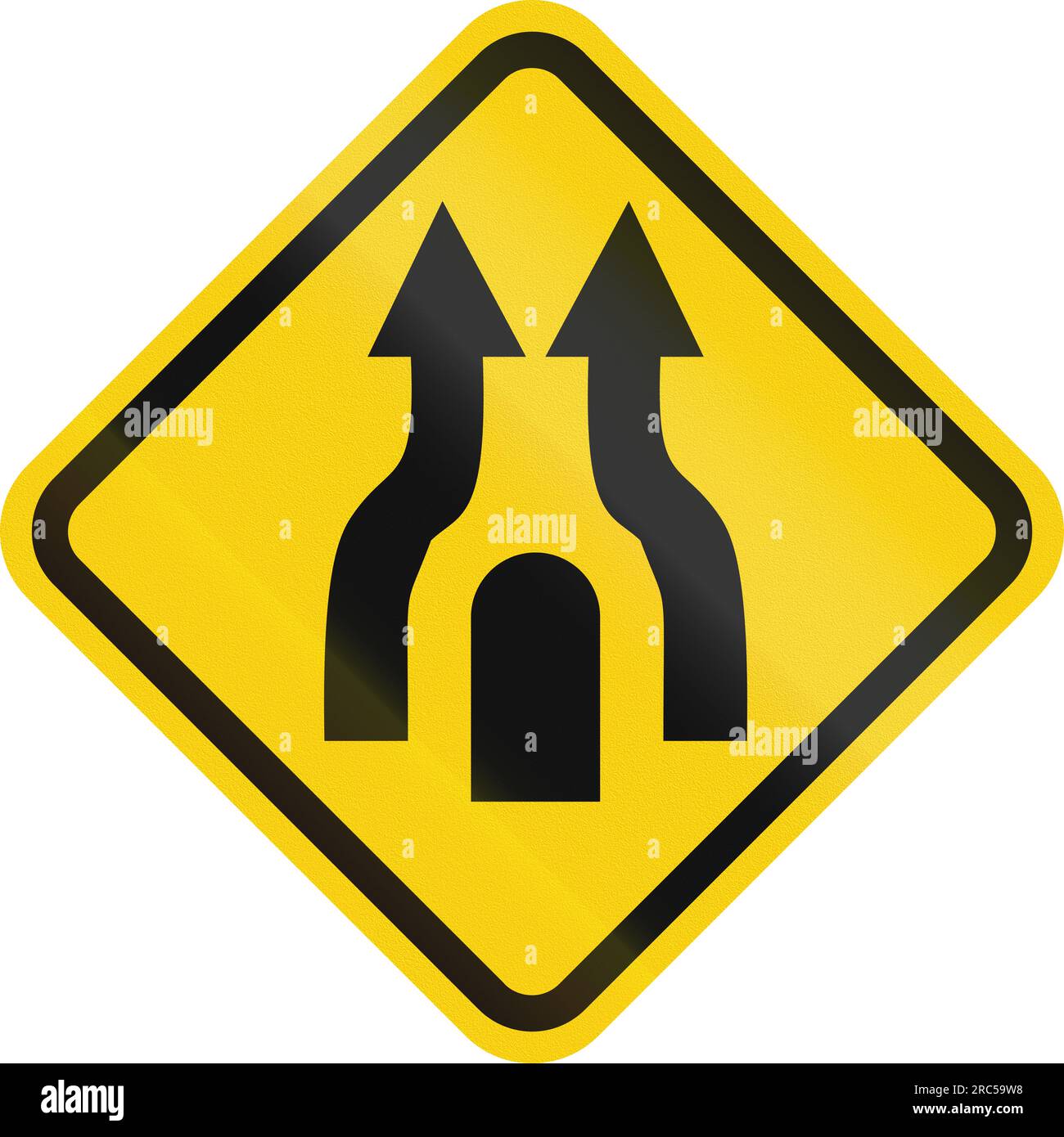 Colombian road warning sign: Central Reserve With One Way Traffic Ends ...