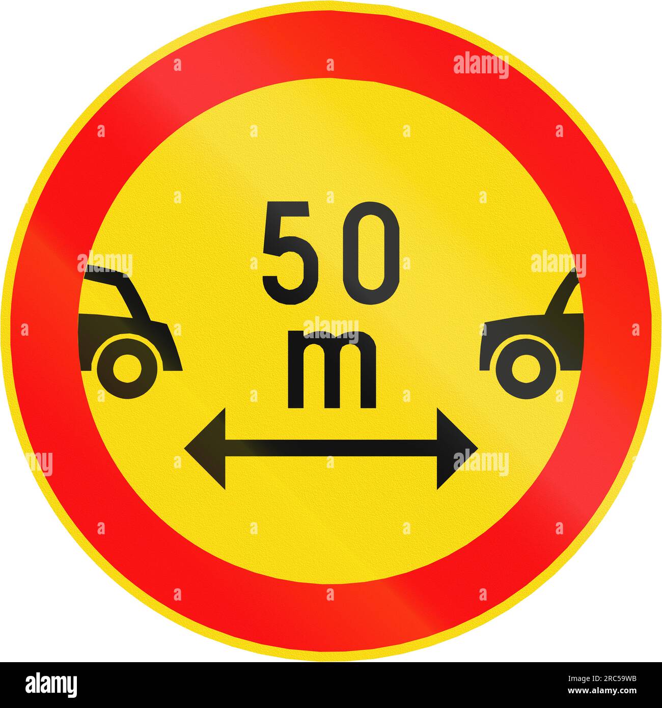 Road sign 393 in Finland - Drivers must maintain a safe minimum ...