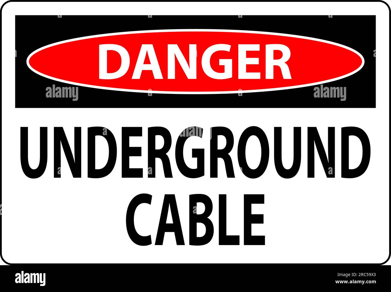 Danger Sign Underground Cable On White Bacground Stock Vector Image ...