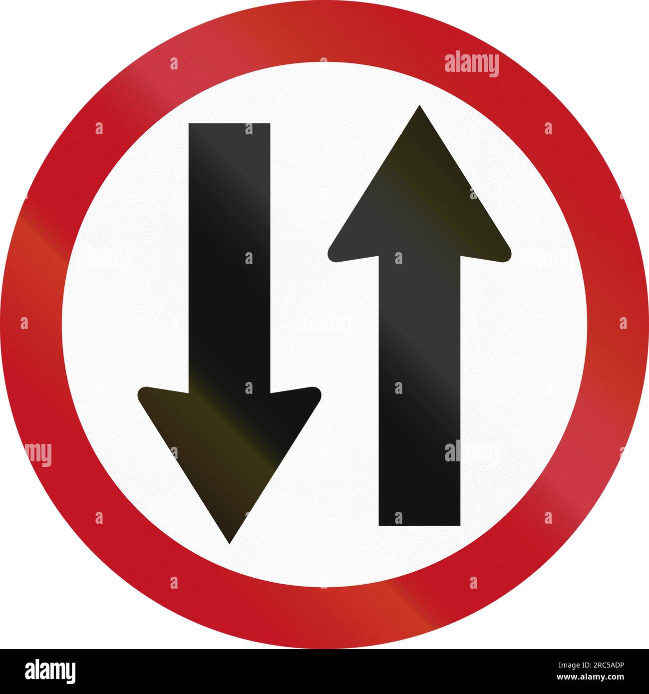 Regulatory road sign in Colombia: Opposing traffic Stock Photo - Alamy