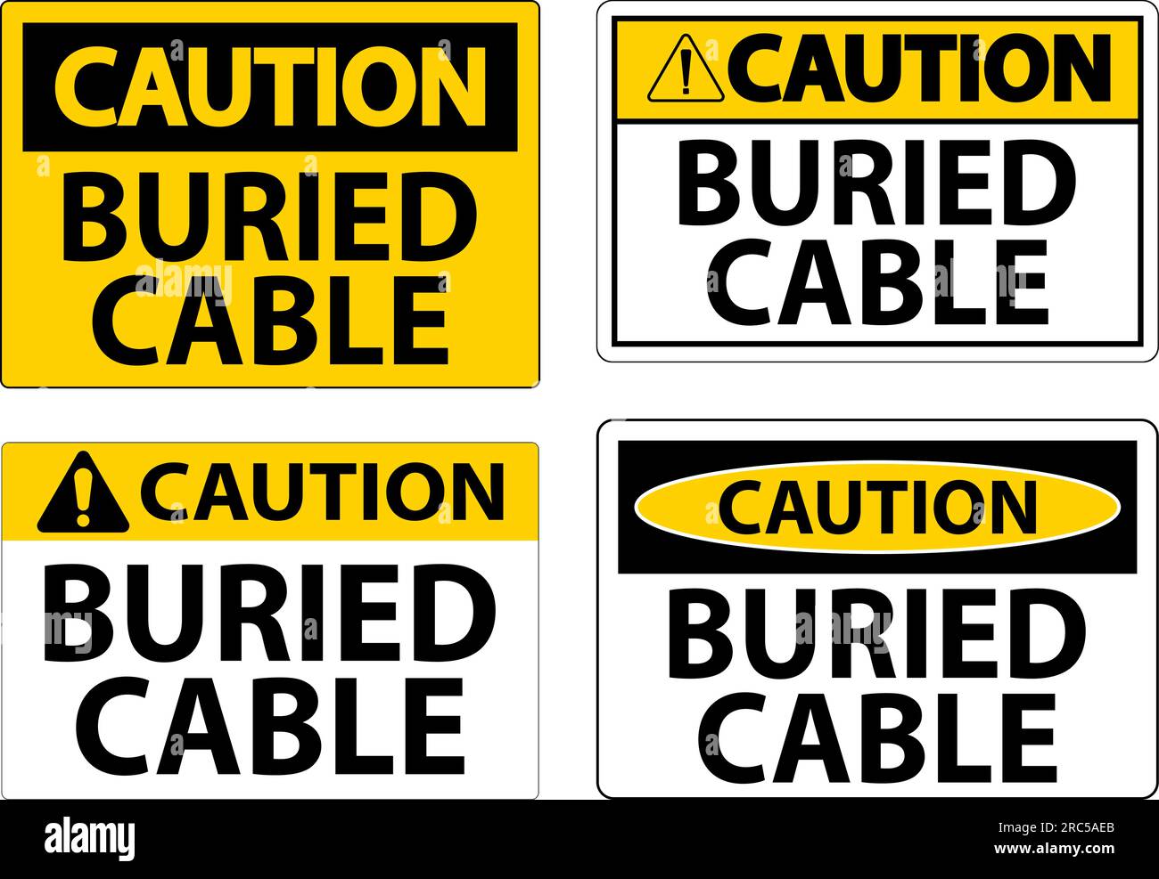 Caution Sign Buried Cable On White Background Stock Vector Image & Art ...