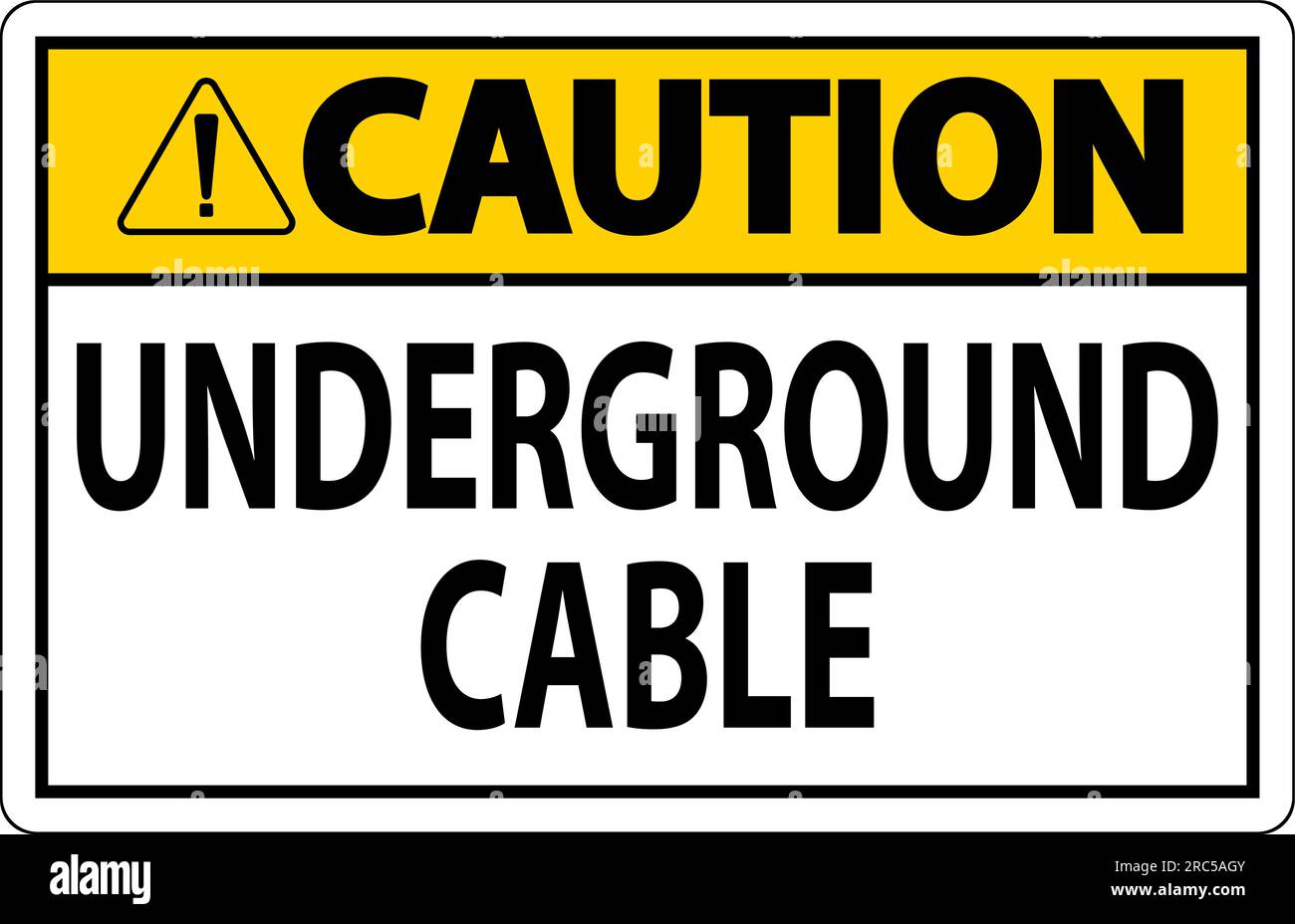 Caution Sign Underground Cable On White Bacground Stock Vector Image ...