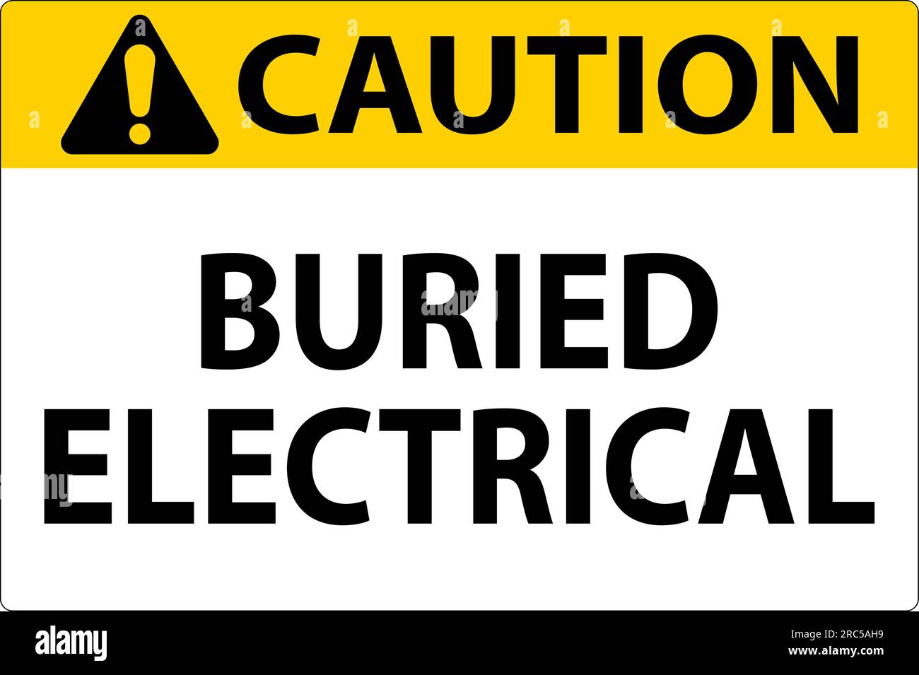 Caution Sign Buried Electrical On White Bacground Stock Vector Image ...