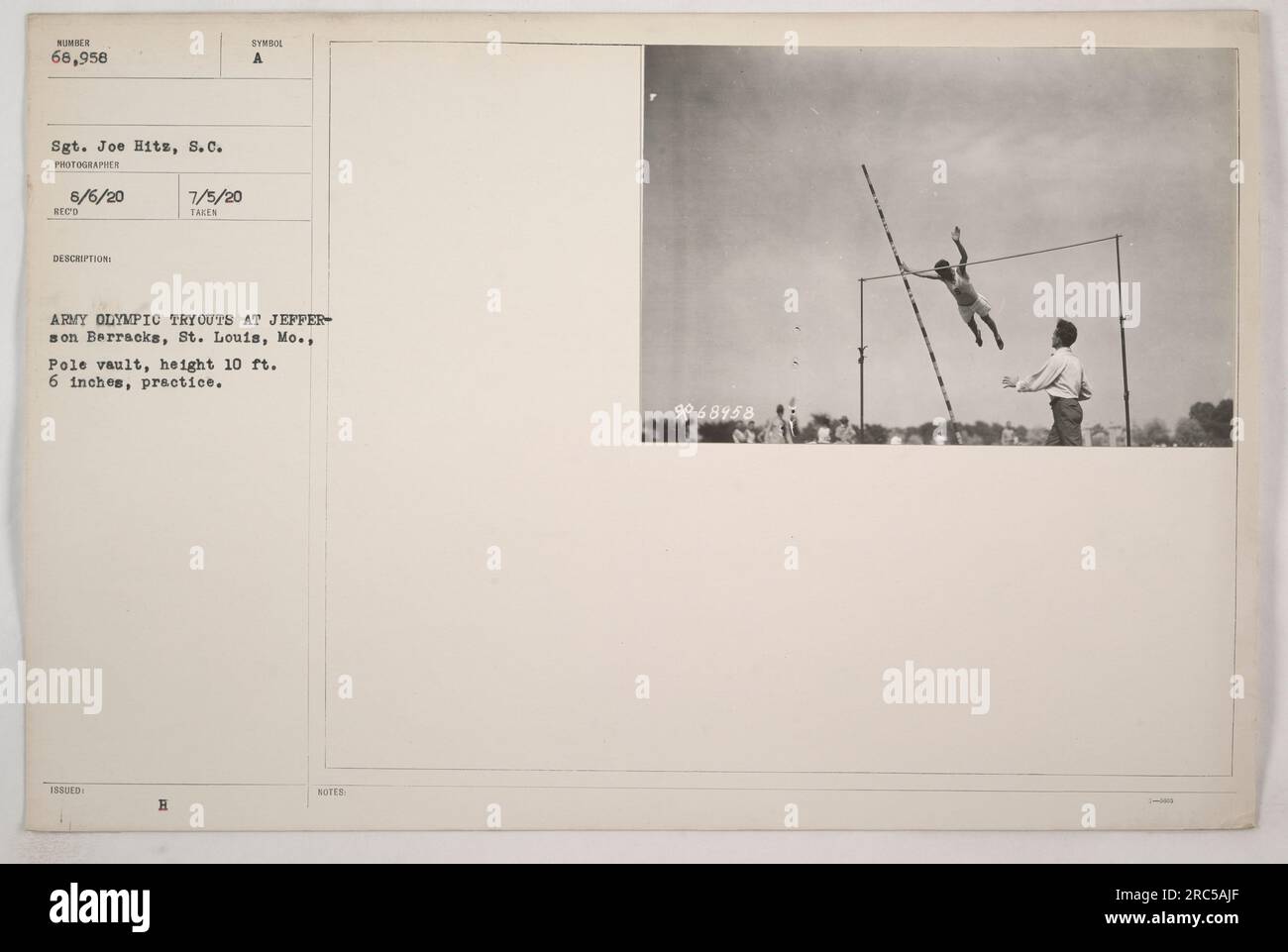 Sgt. Joe Hitz from the Signal Corps participates in pole vaulting ...