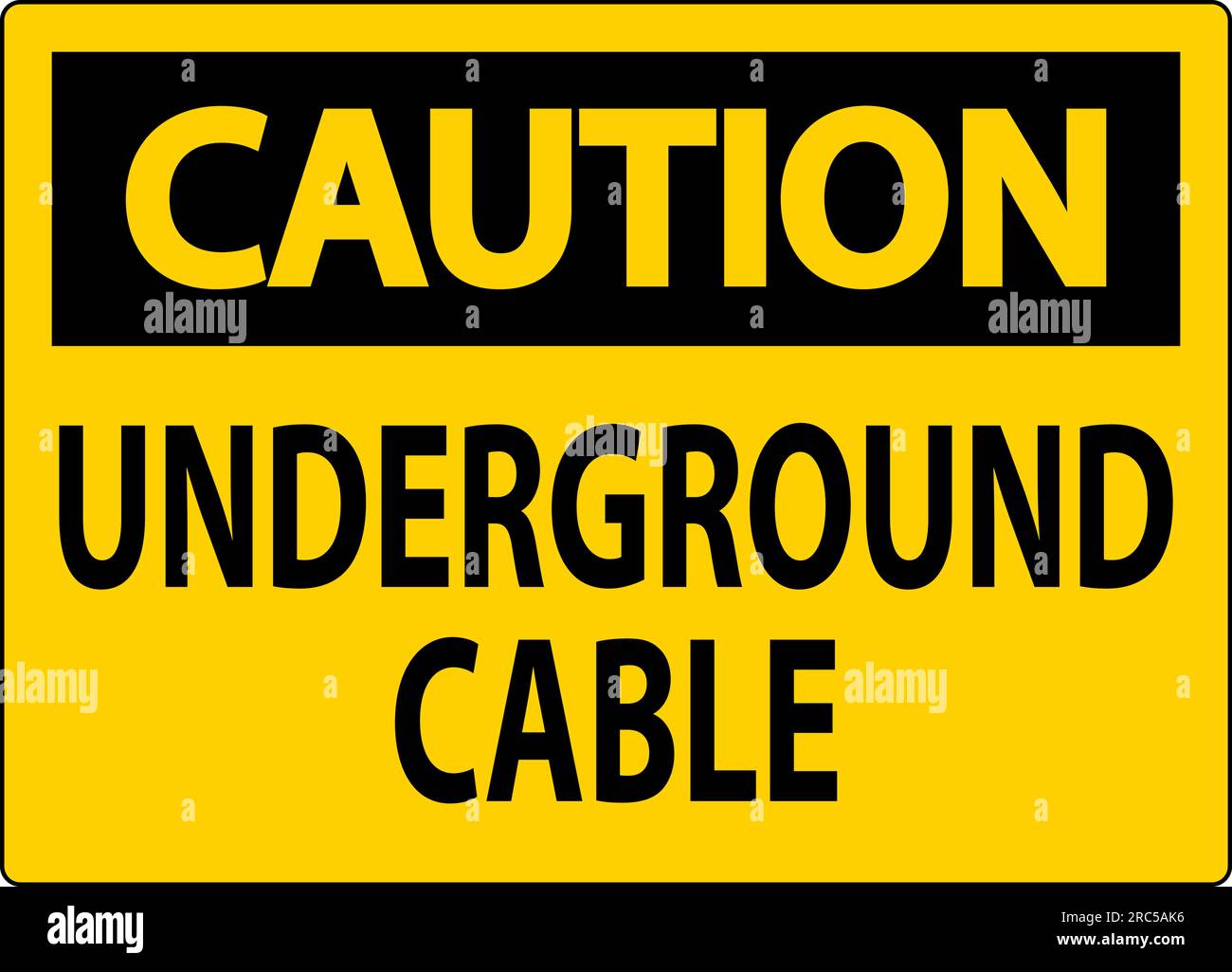 Caution Sign Underground Cable On White Bacground Stock Vector Image ...