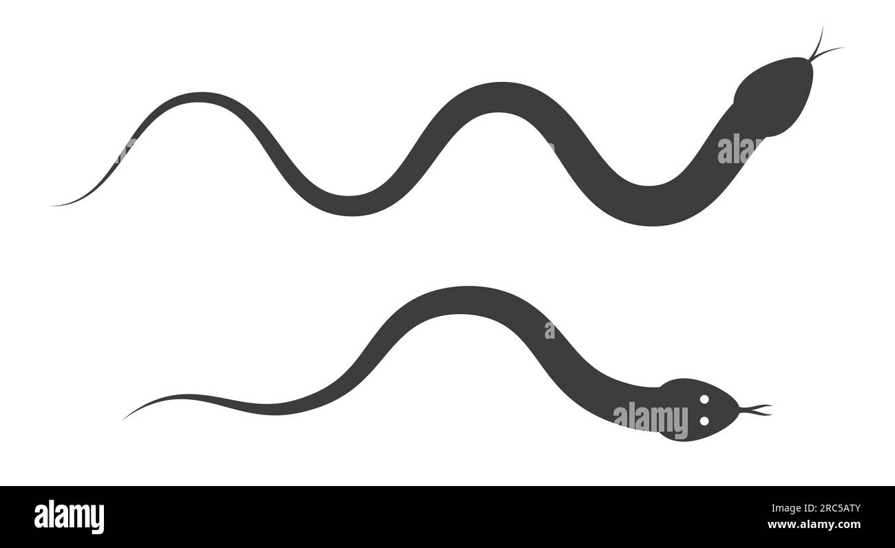 Simple cute snake silhouette icon. Flat vector illustration isolated on ...