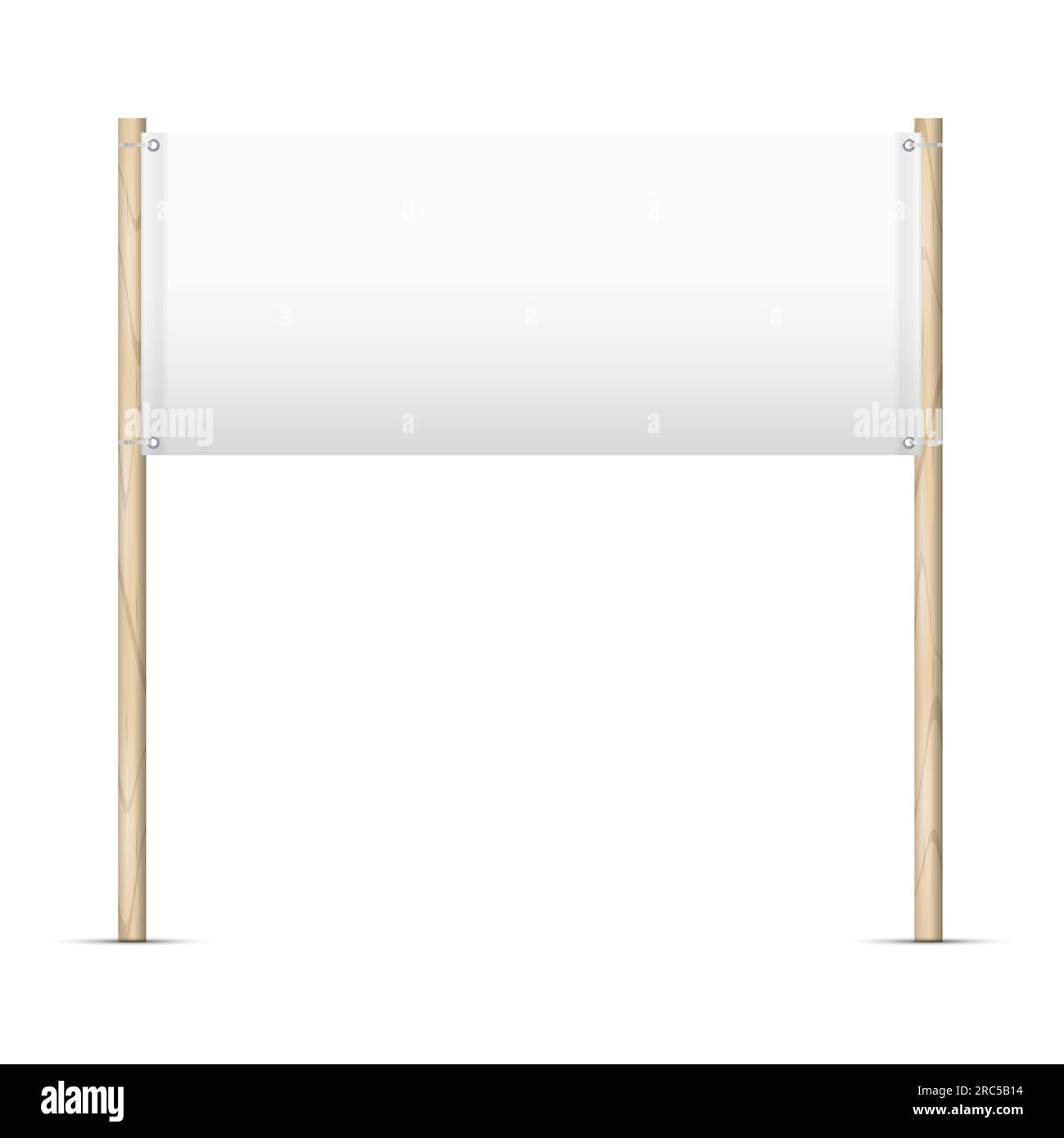 Blank advertising vinyl banner on wooden posts. 3D realistic vector ...