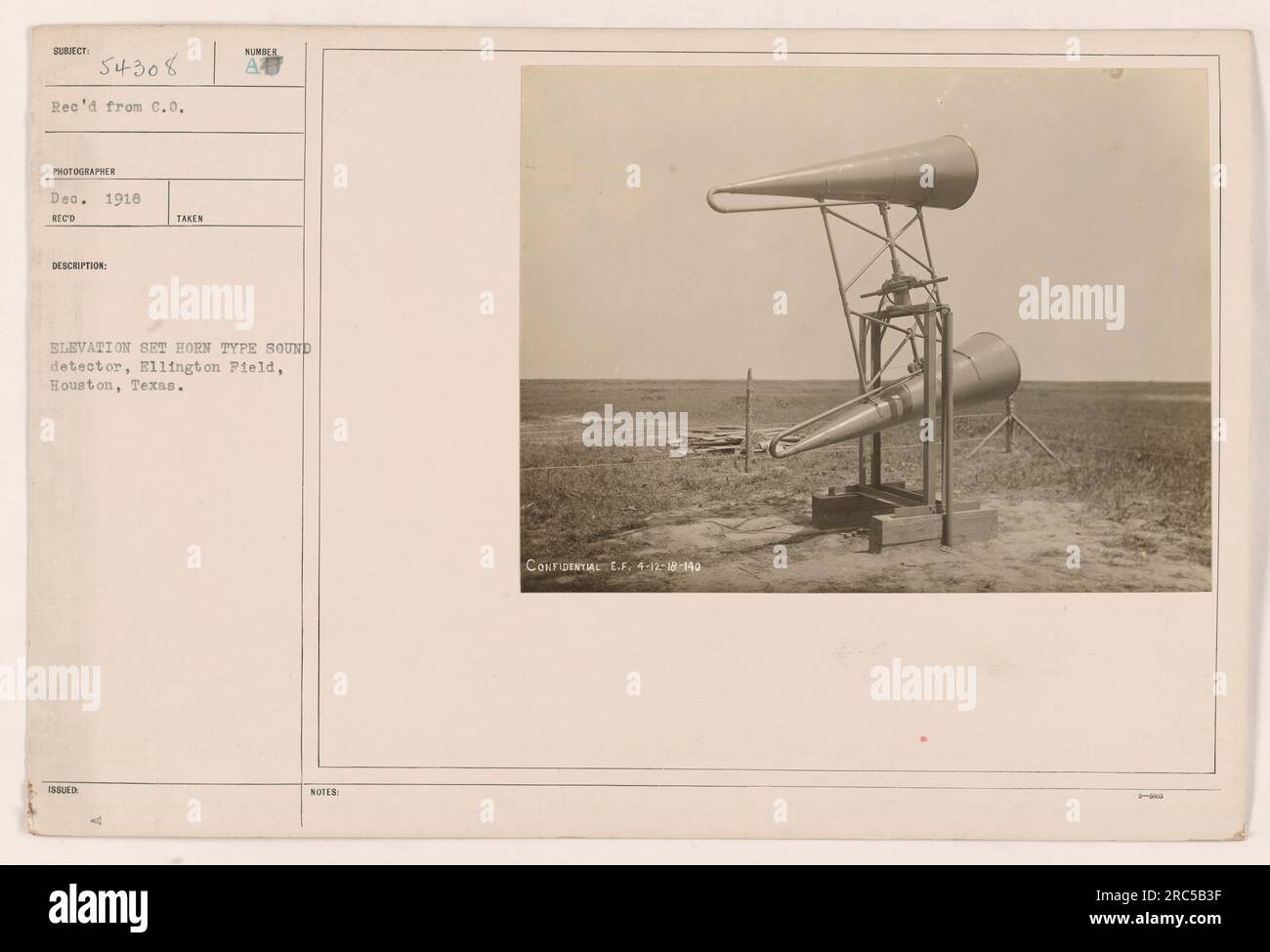 Soldier operating an elevation set horn-type sound detector at ...