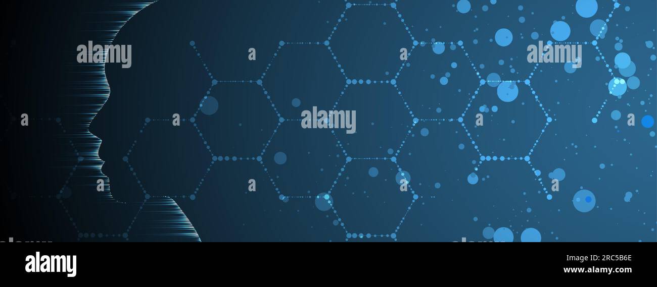 Conceptual technology illustration of artificial intelligence. Abstract futuristic background ...