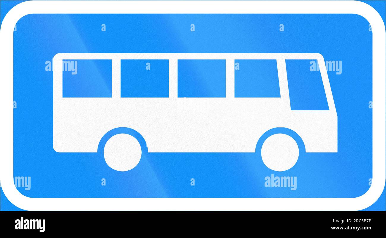Road sign in Finland - Bus stop (long distance Stock Photo - Alamy