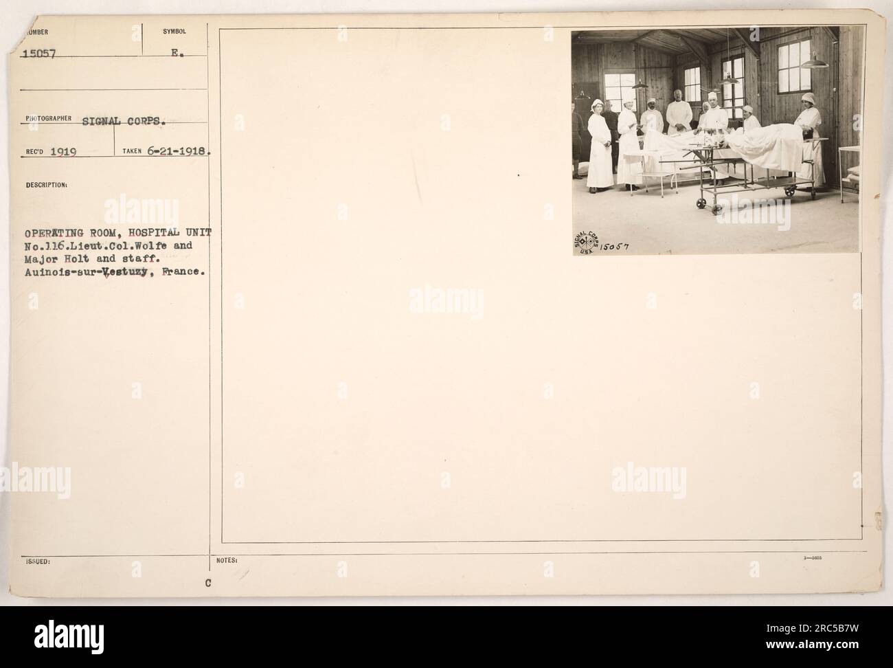 Lieutenant Colonel Wolfe, Major Holt, and staff in the operating room ...