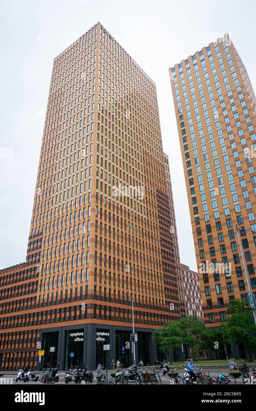 Tall buildings known as "Symphony Offices" in business district "Zuidas ...