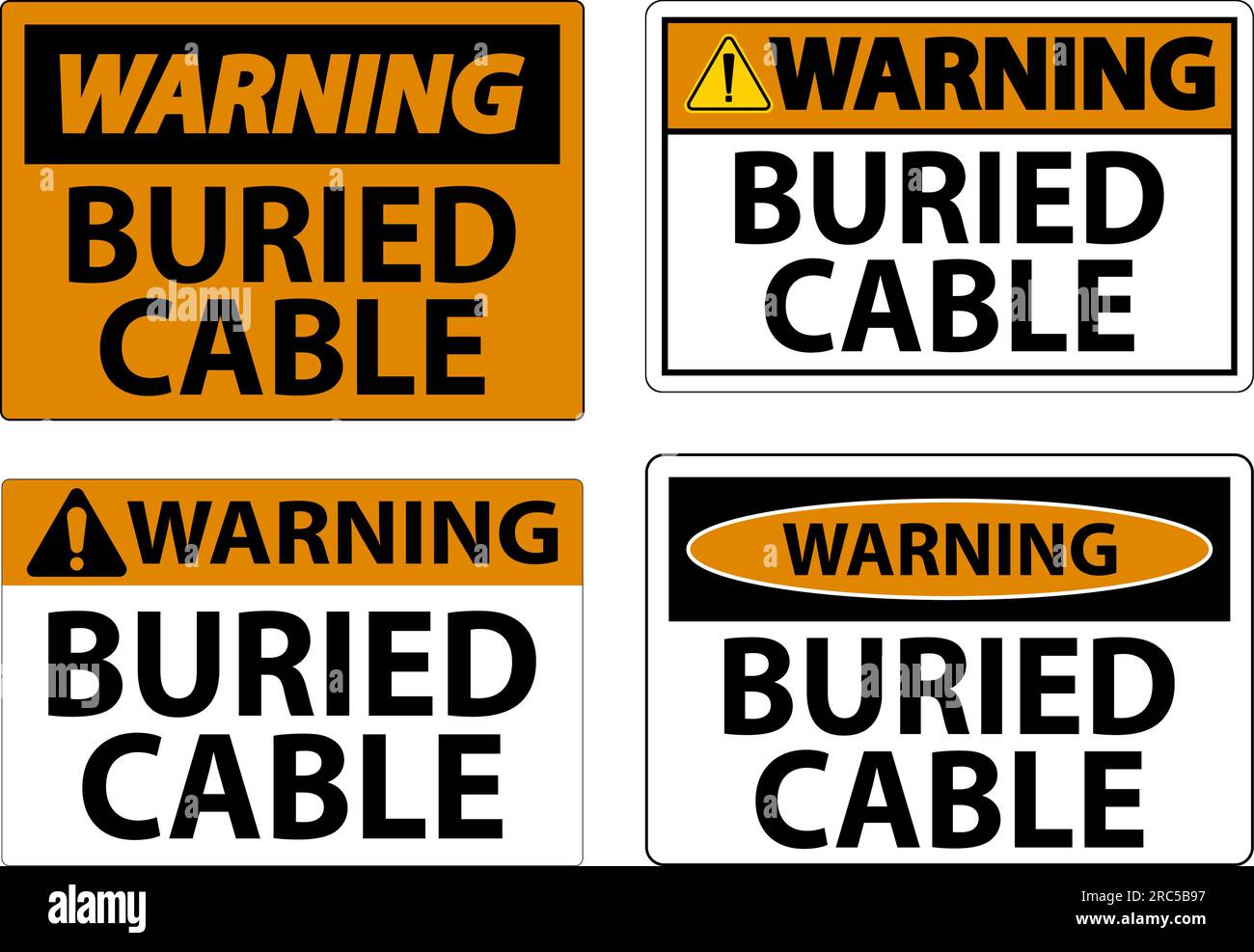 Warning Sign Buried Cable On White Background Stock Vector Image & Art ...