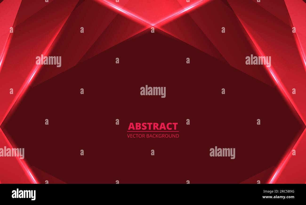 Red abstract background with geometric glowing frame. Vector ...