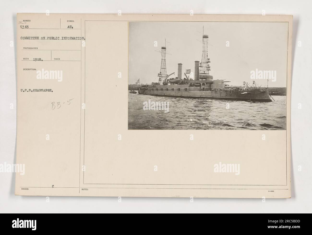 U.S.S. Kearsarge, taken in 1918. Photo captured by the Committee on ...