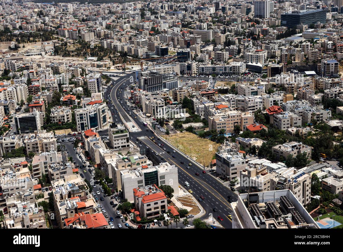 Urban planning for cities - Jordan, Amman city buildings from above ...