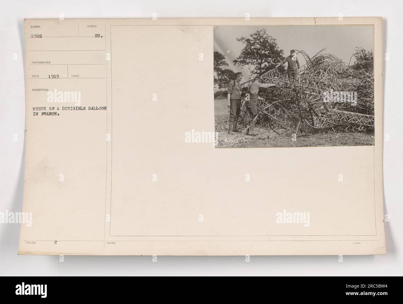 This photograph, taken in France in 1919, shows the wreckage of a ...