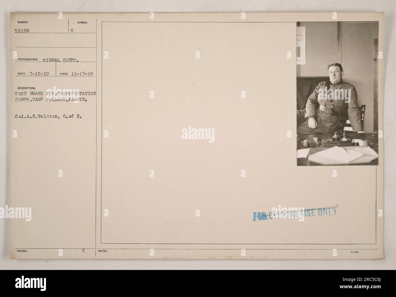 "Image of the 21st Grand Div. Transportation Corps at Camp Pullman ...