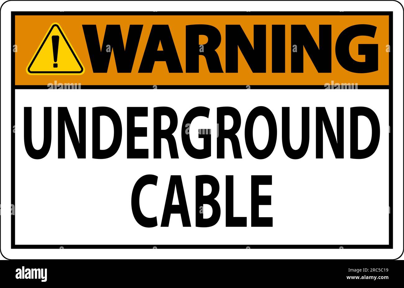 Warning Sign Underground Cable On White Bacground Stock Vector Image ...