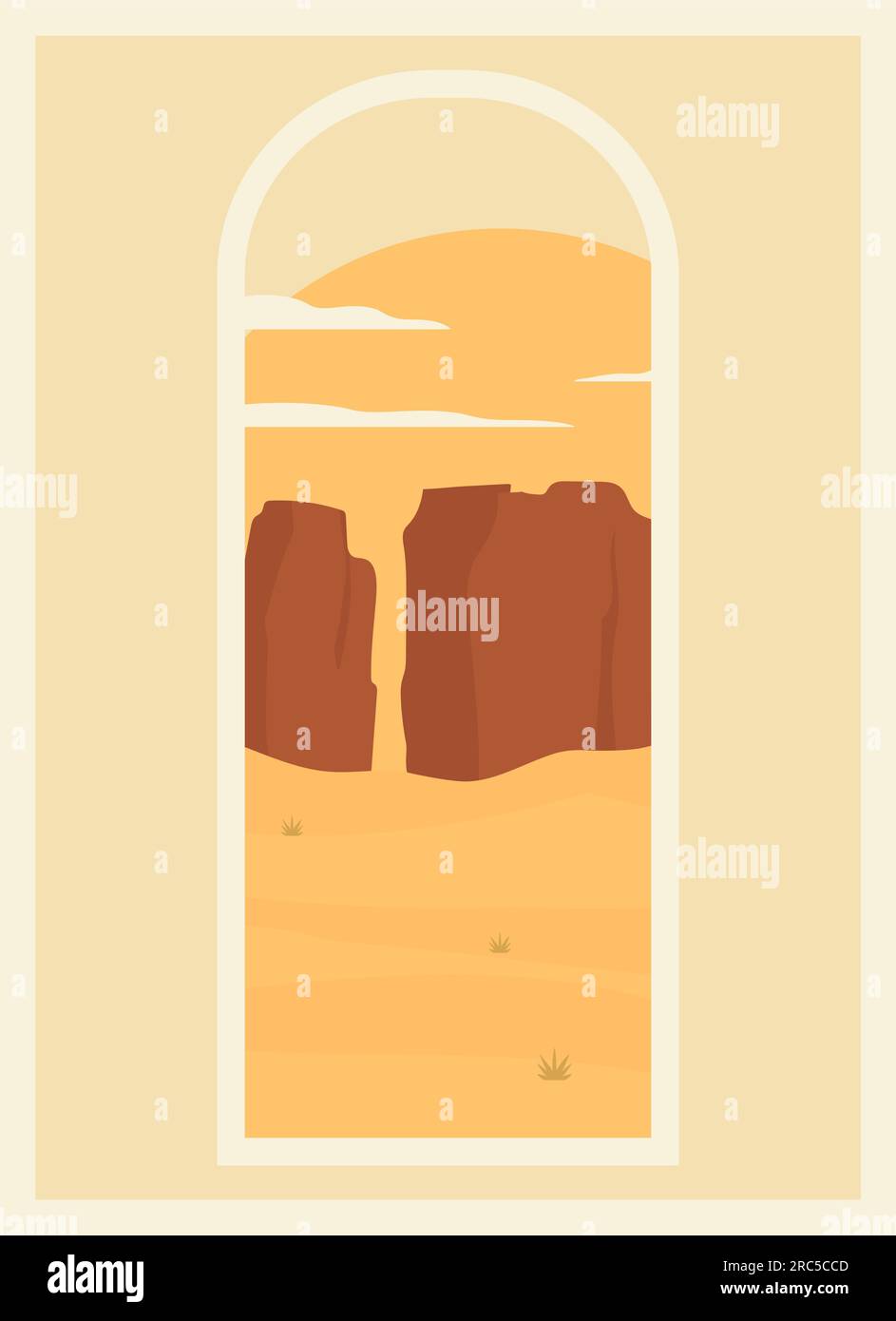 Morning desert landscape poster window view poster Stock Vector Image ...