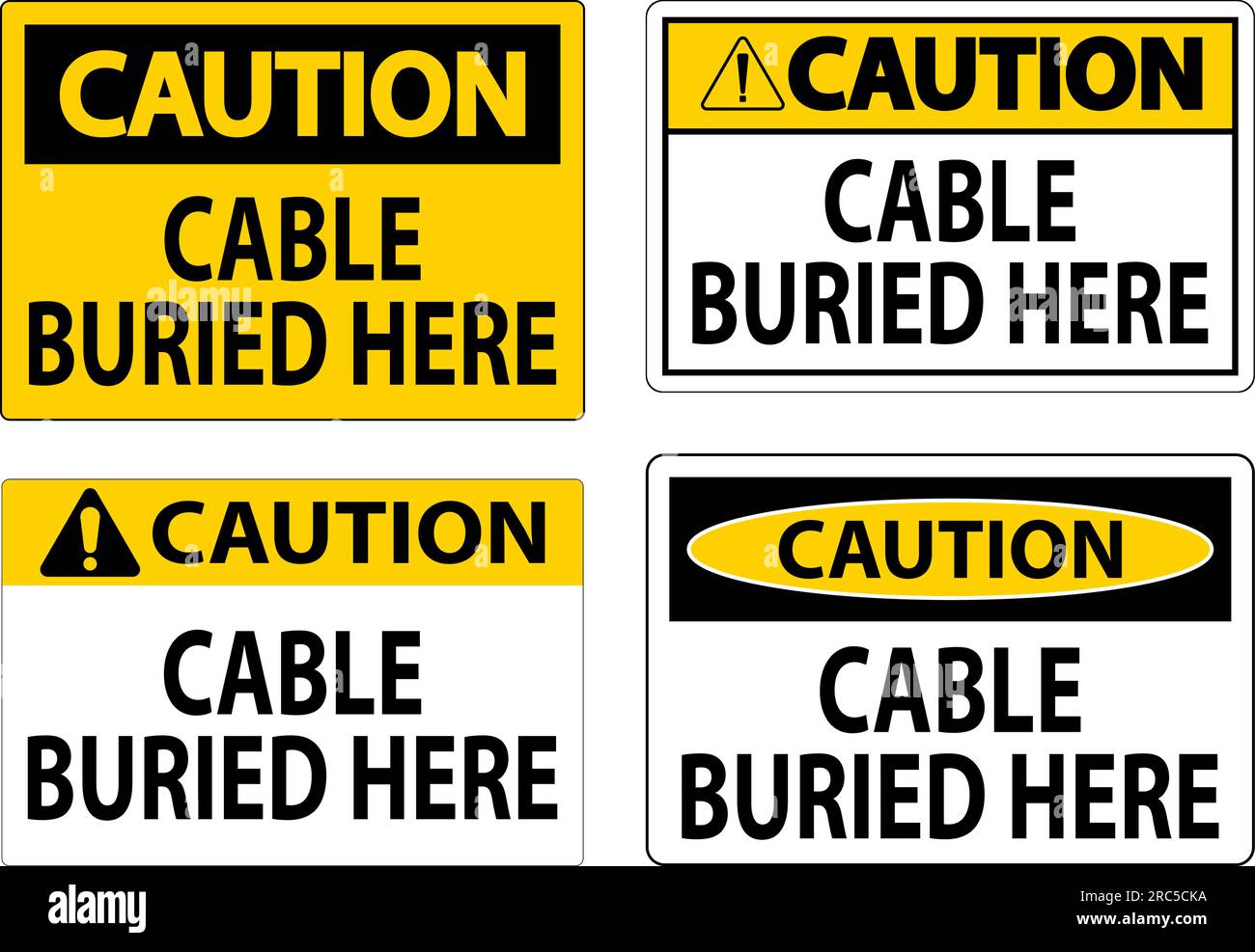 Caution Sign Cable Buried Here On White Bacground Stock Vector Image ...