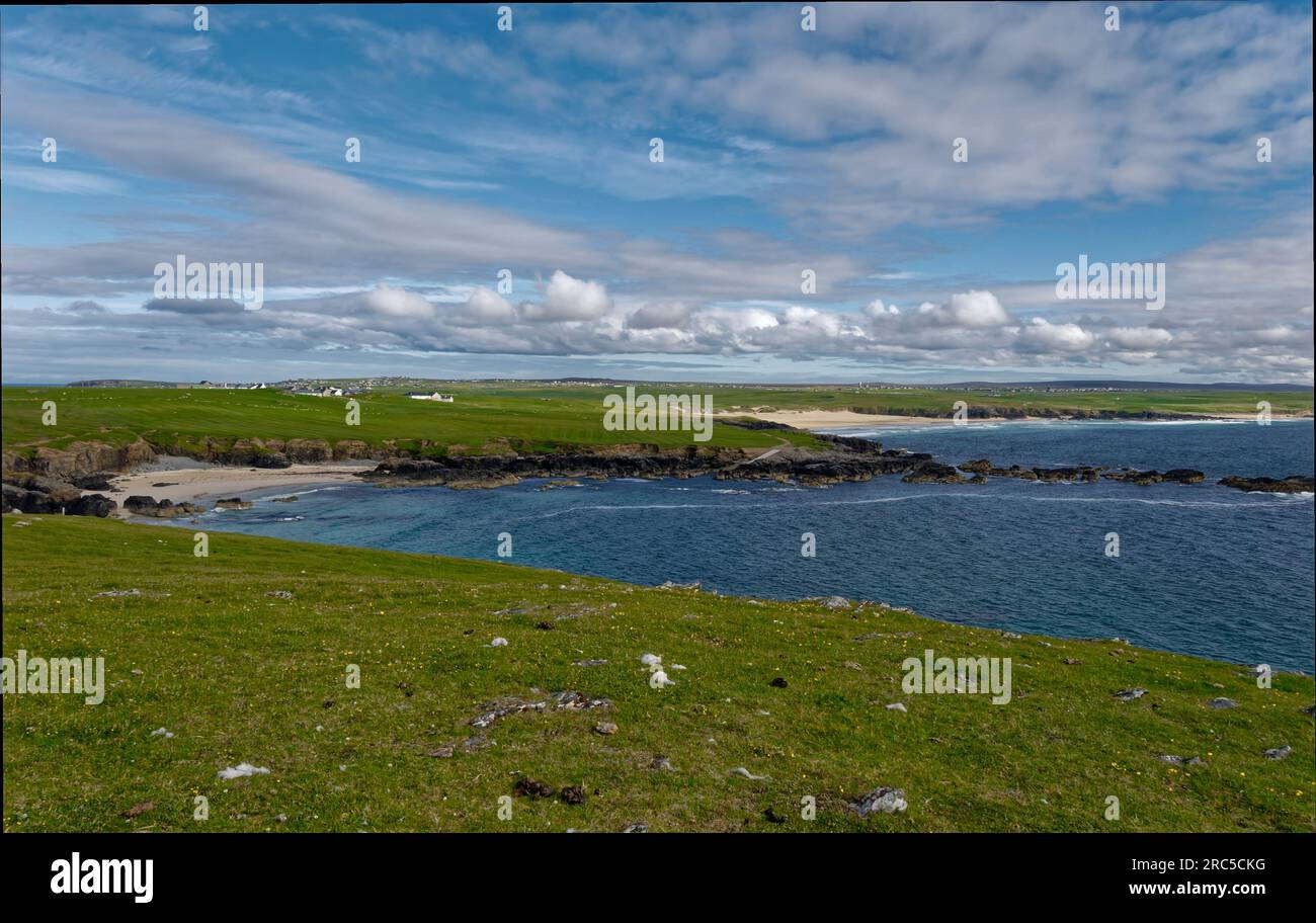 The Rocky Coastline with small white sandy beaches at the Butt of Lewis ...