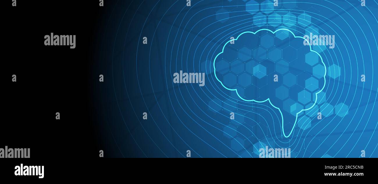 Conceptual technology illustration of artificial intelligence. Abstract futuristic background ...