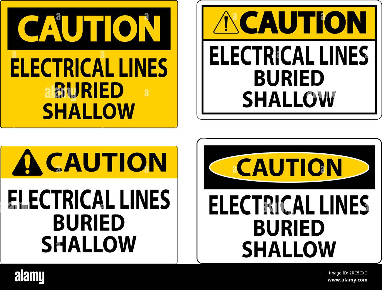 Caution Sign Electrical Lines, Buried Shallow On White Bacground Stock ...